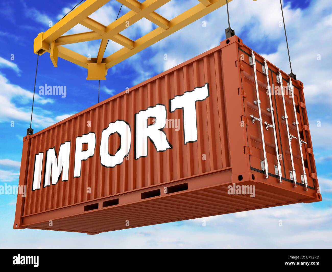 Loading red cargo Container (done in 3d Stock Photo - Alamy