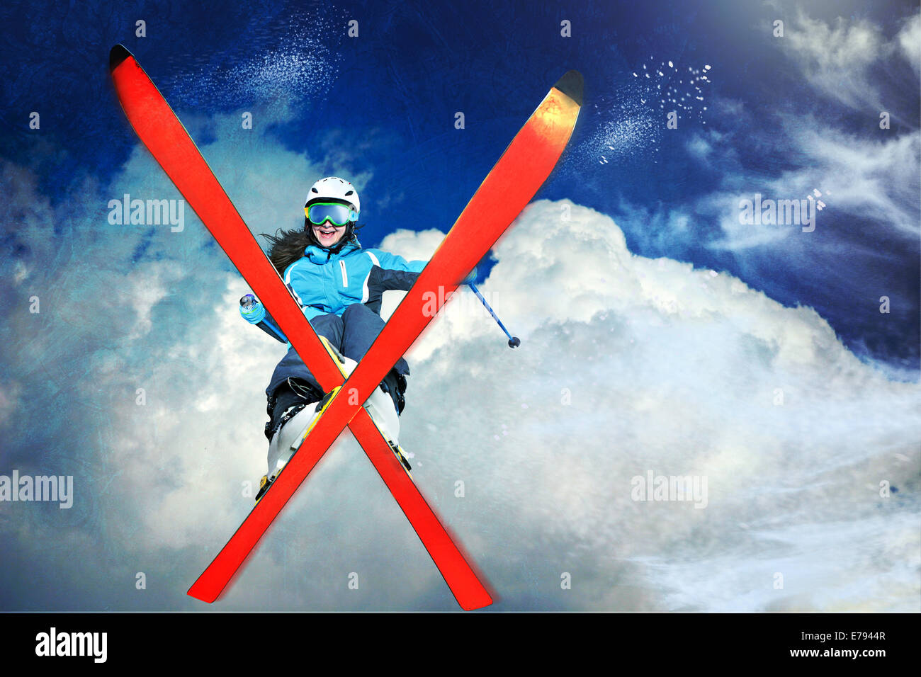 A female skier on the piste in Alps, Europe Stock Photo - Alamy