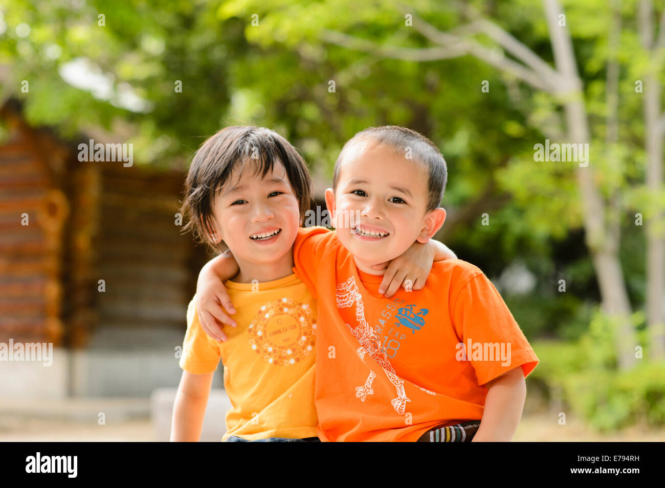 Young Japanese kids playing in a park Stock Photo - Alamy