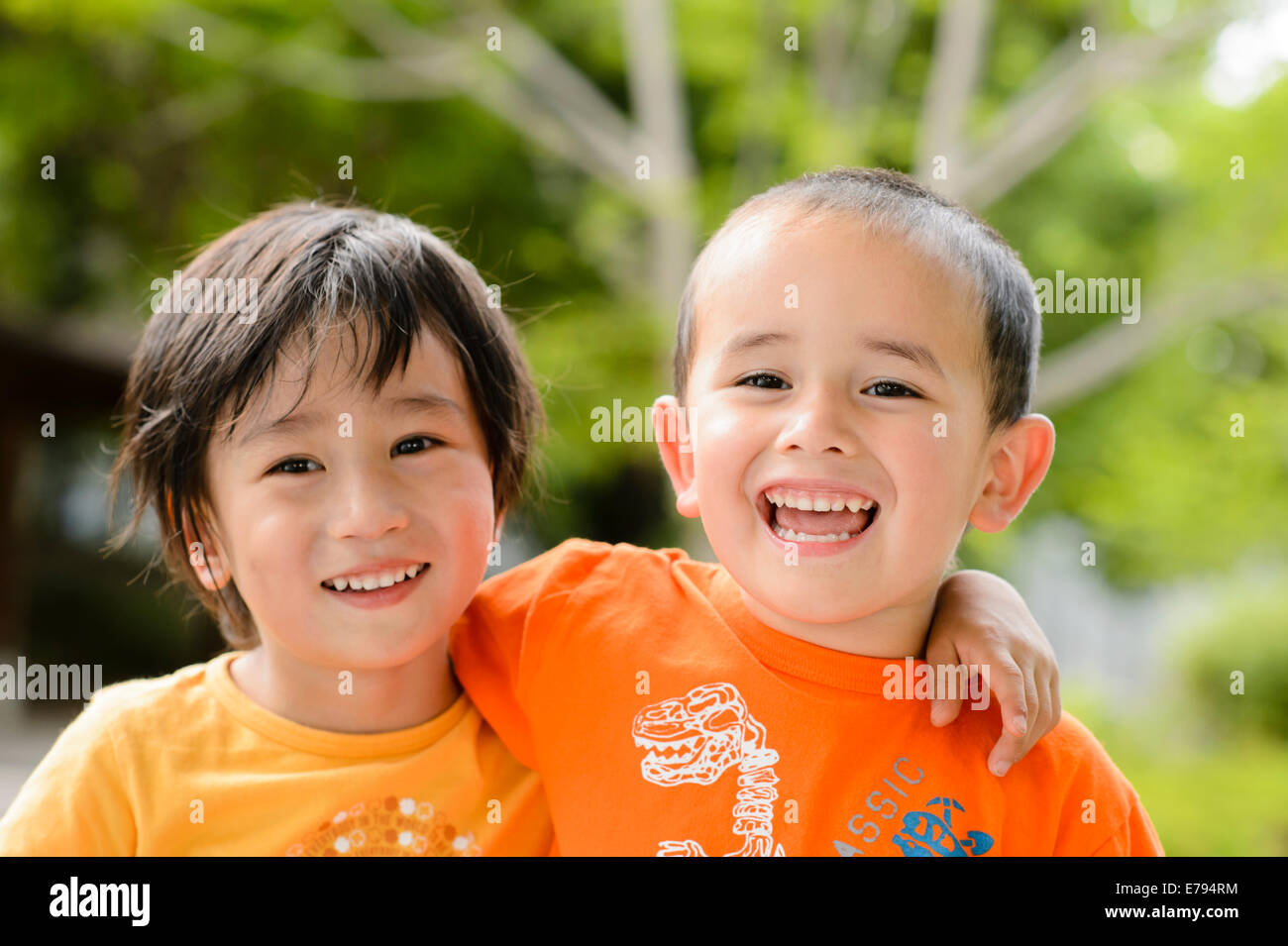 Young Japanese kids playing in a park Stock Photo - Alamy