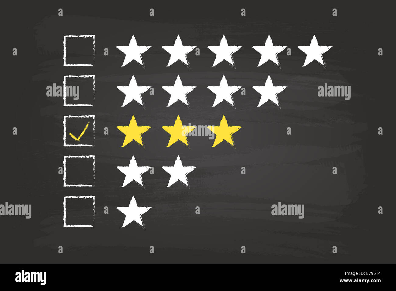 Five Star Checklist Rating On Blackboard Stock Photo - Alamy