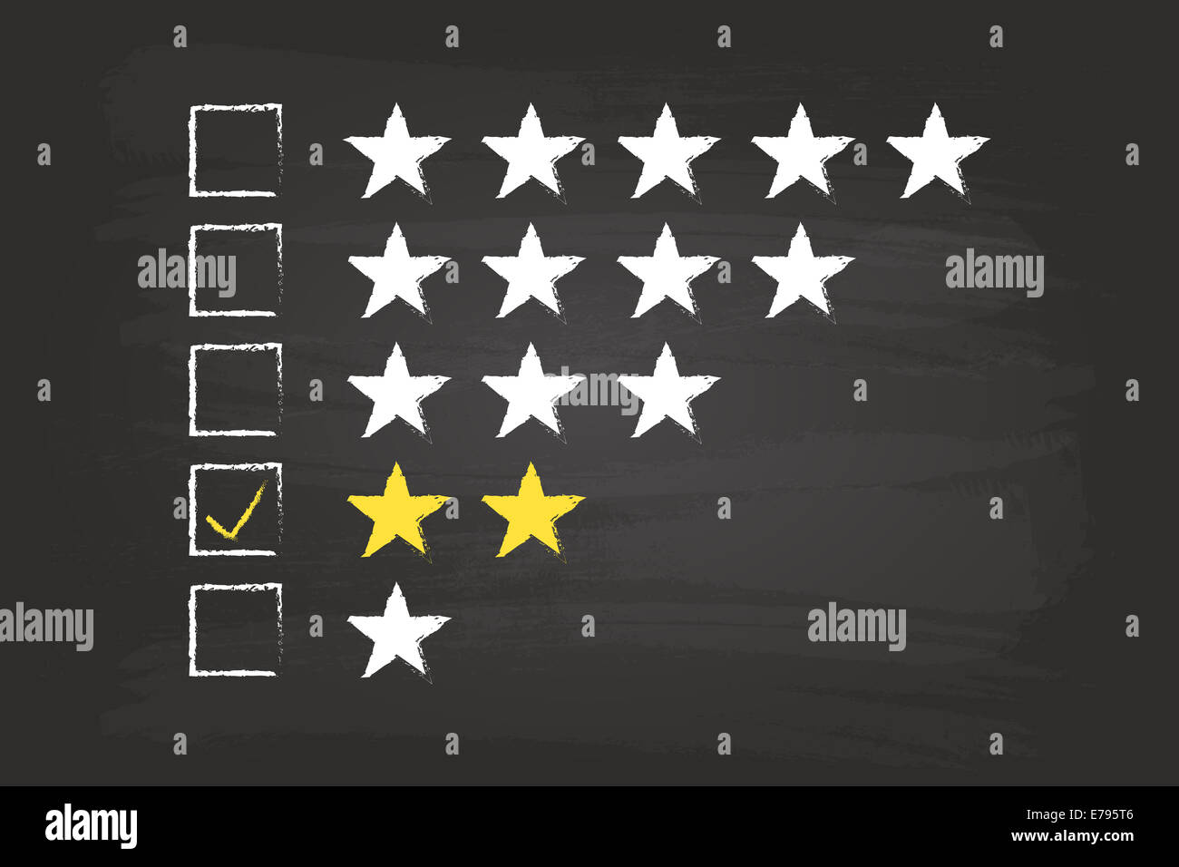 Five Star Checklist Rating On Blackboard Stock Photo - Alamy