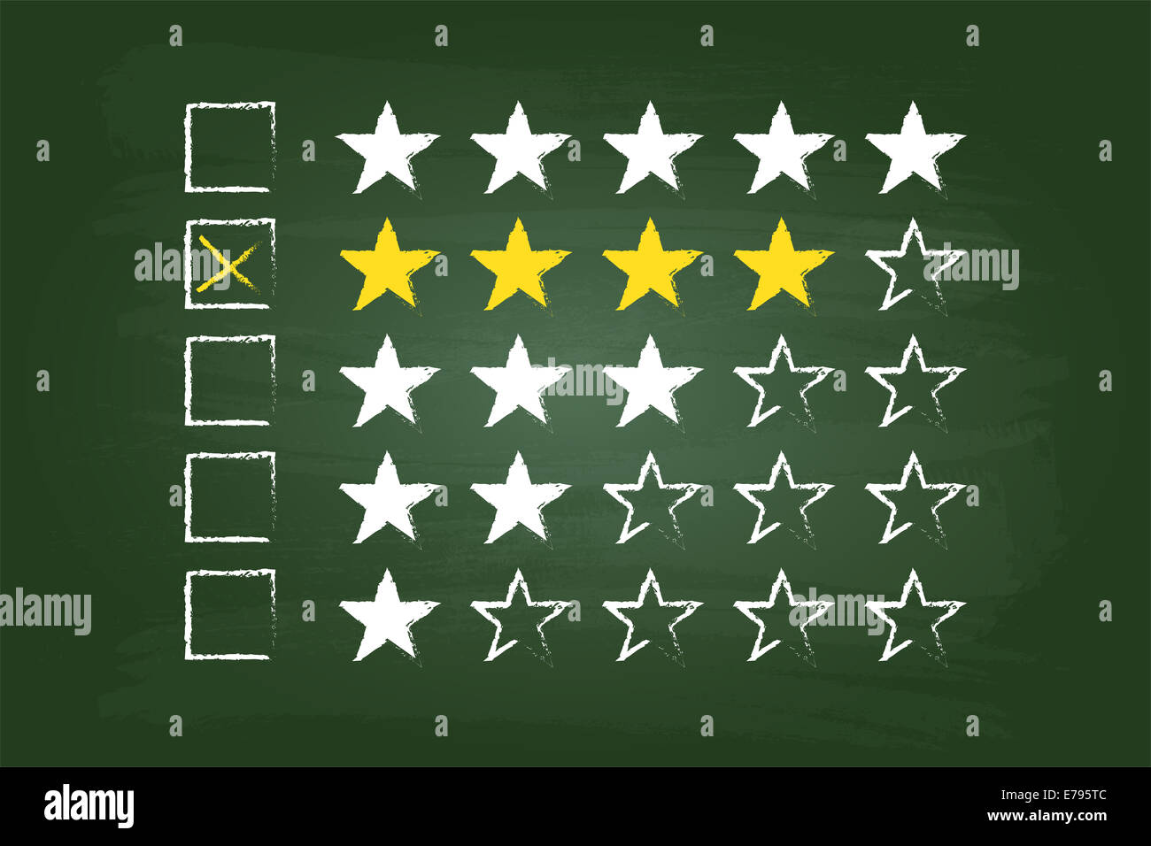 Five Star Rating Customer Feedback On Green Board Stock Photo - Alamy