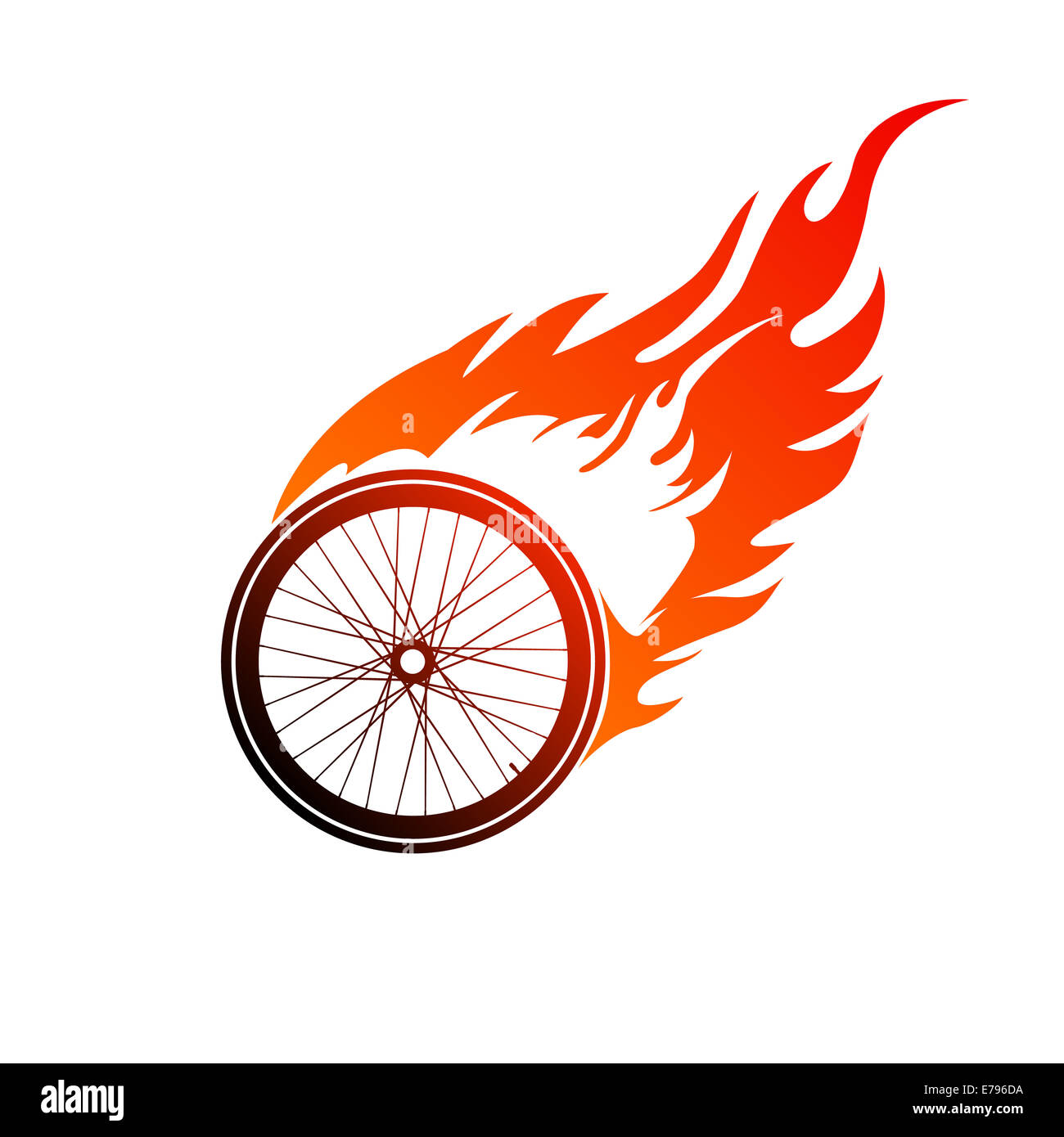 Burning symbol of a bicycle wheel Stock Photo - Alamy