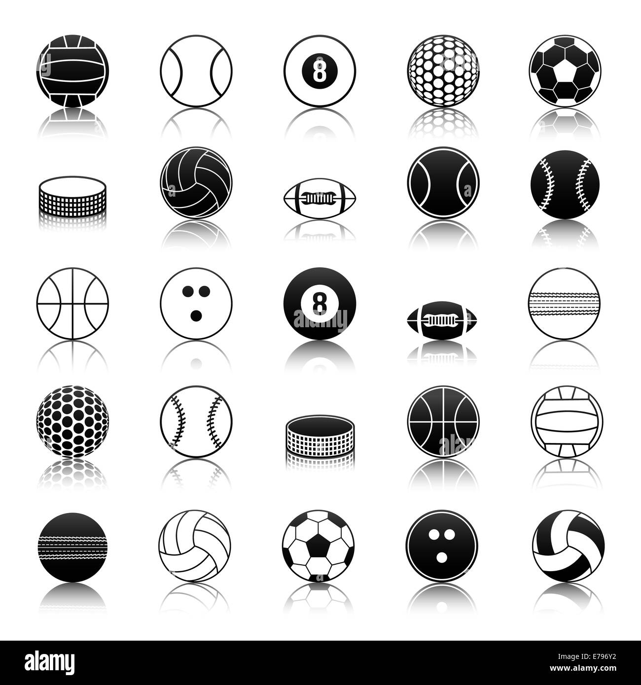 Sport balls icons pack Stock Photo - Alamy