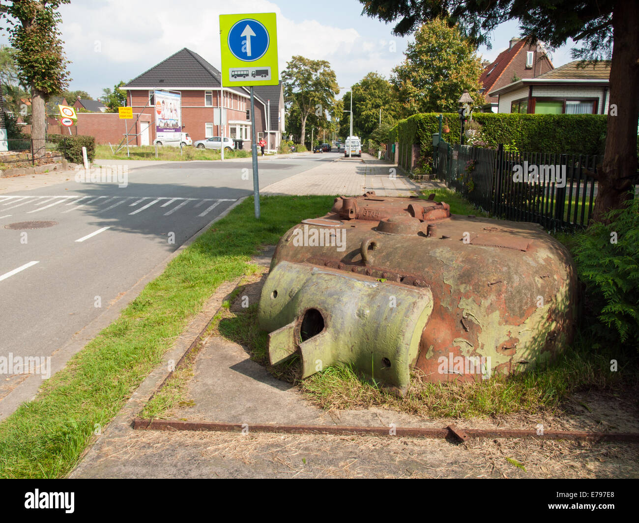 The remains of a destroyed german tank on a housing estate in arnhem ...