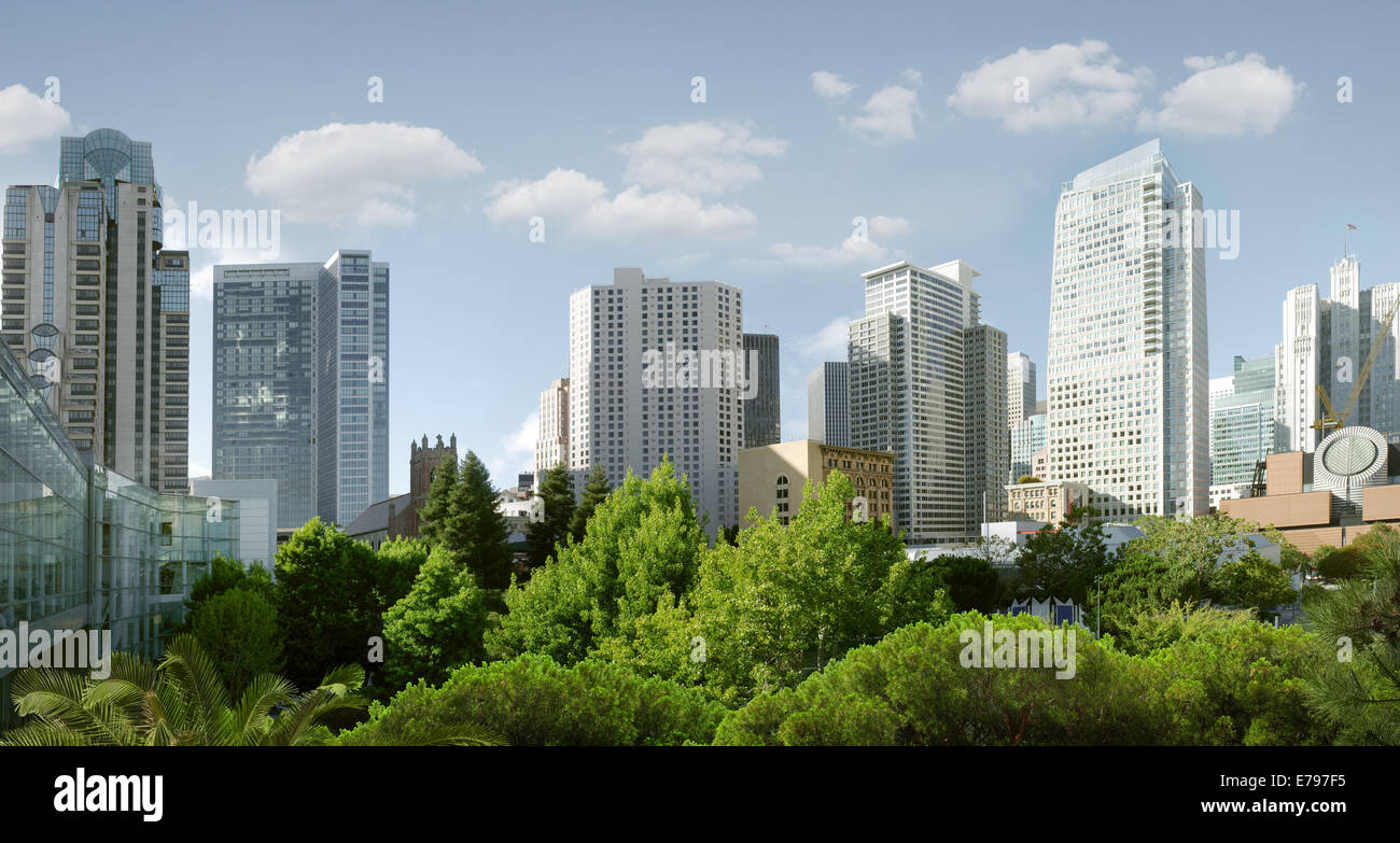 panoramic view of big modern city during summer morning Stock Photo - Alamy