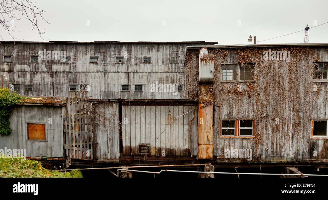 Derelict buildings on the shore of Lake Union in Seattle Stock Photo ...