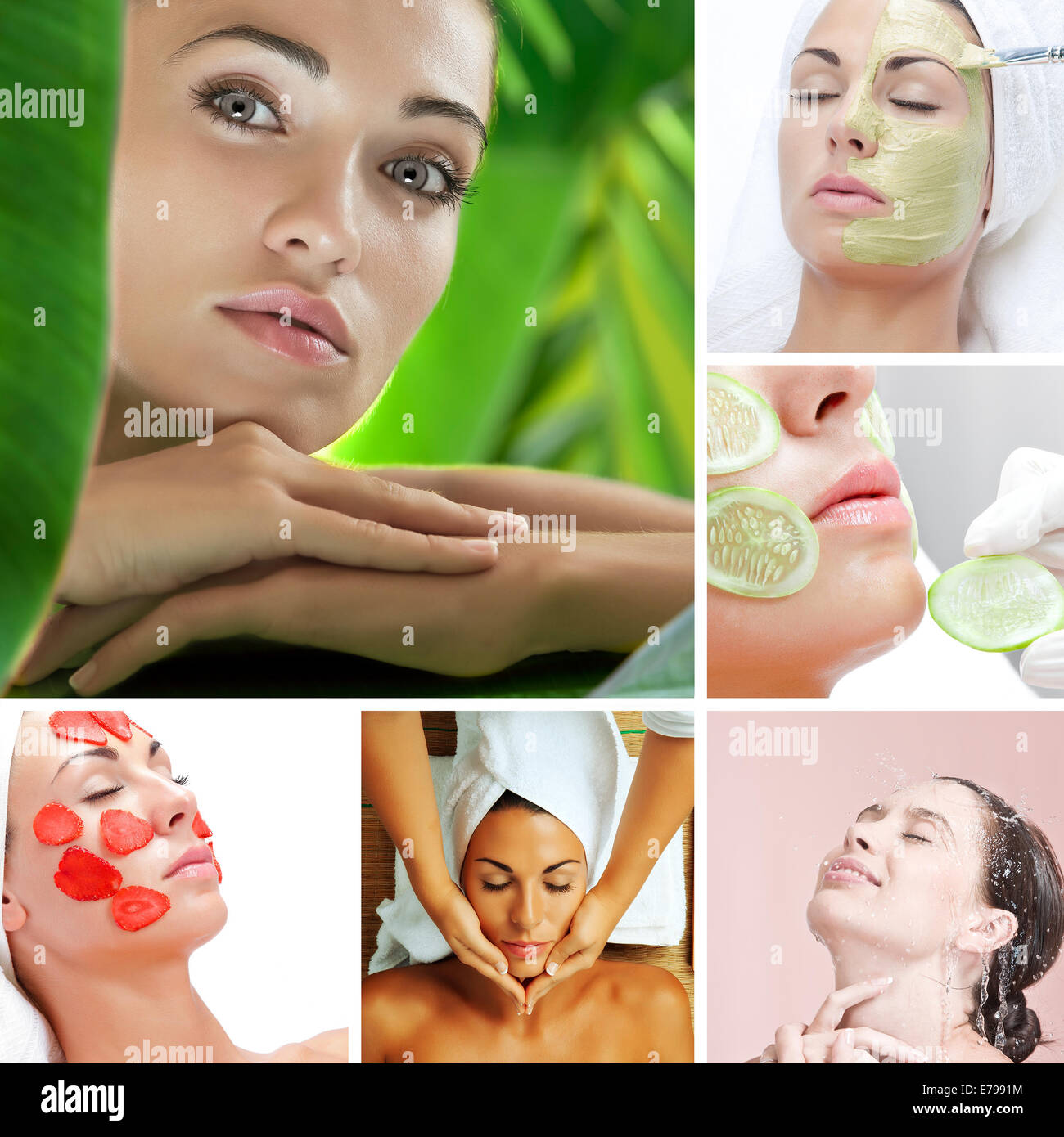 skin treatment theme collage composed of different images Stock Photo ...