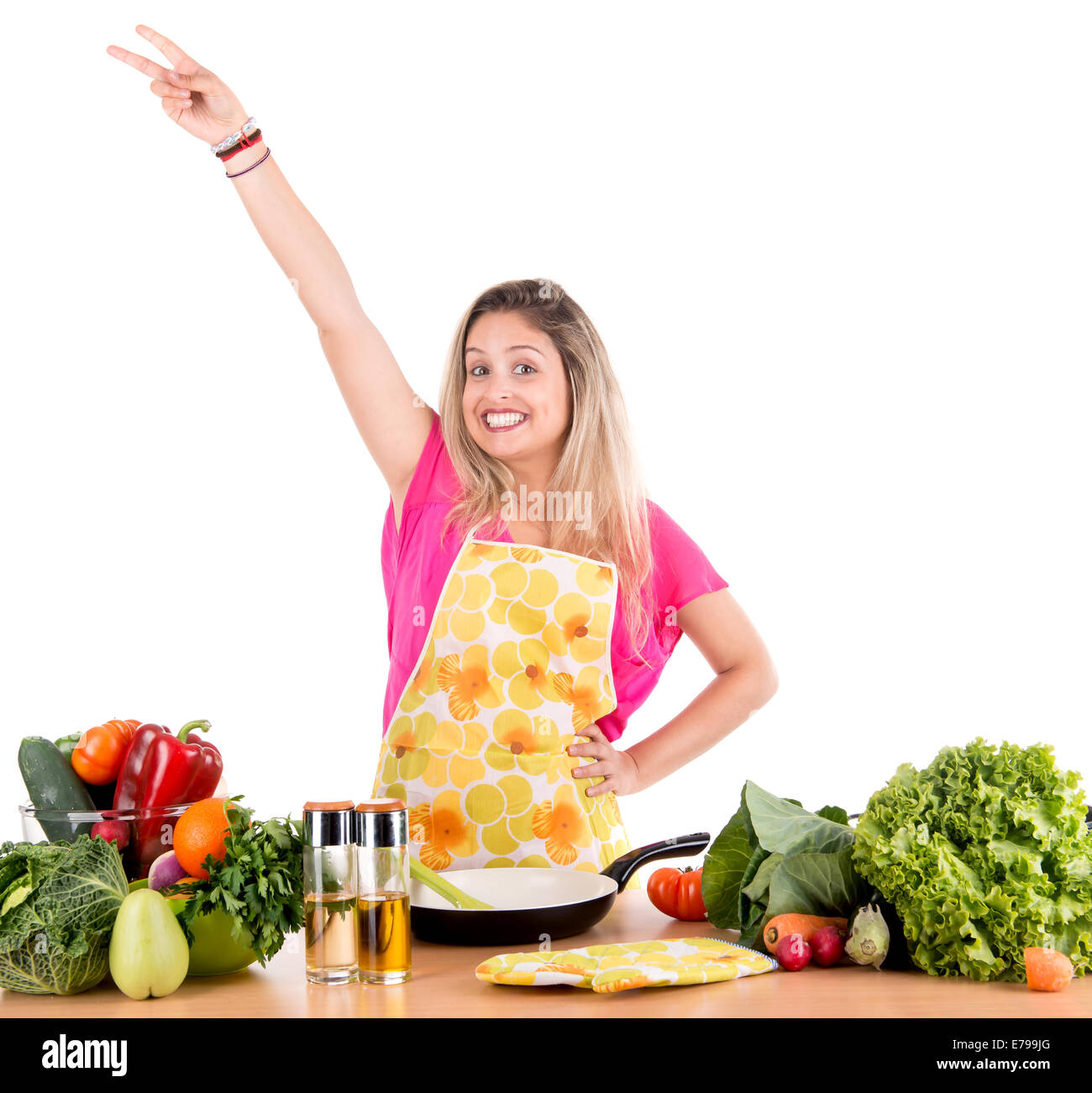 Beautiful woman cooking in the kitchen Stock Photo - Alamy