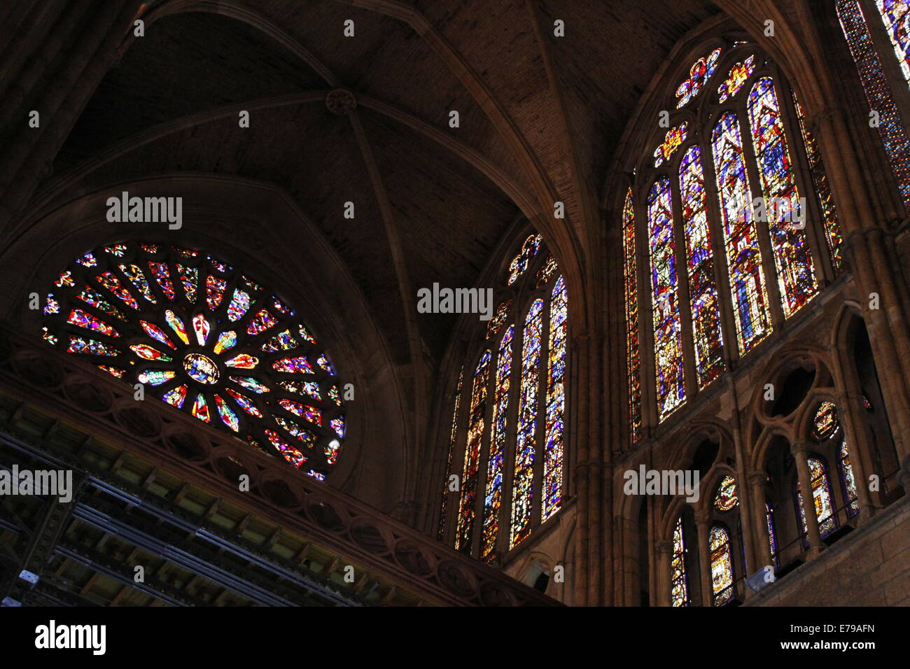 Inside the Cathedral Santa Maria de Leon, city center of Leon, Castile ...