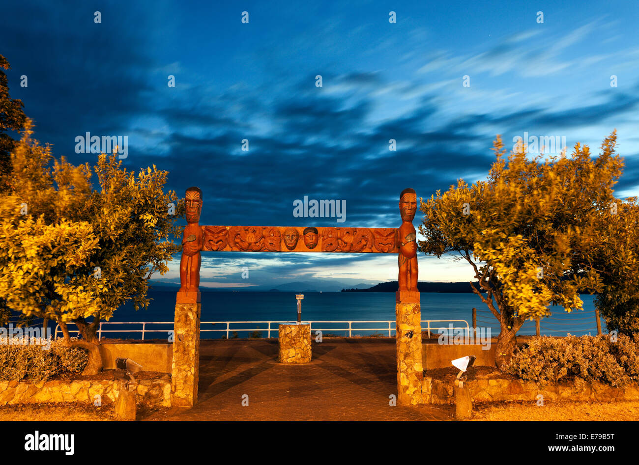 Sunset in Taupo, New Zealand - Lake Taupo in the background Stock Photo ...