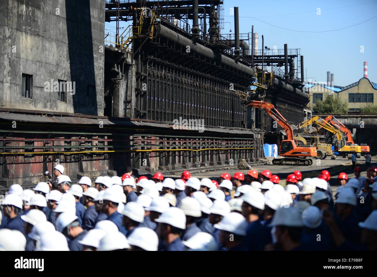 Anshan, China's Liaoning Province. 10th Sep, 2014. Engineering vehicles ...