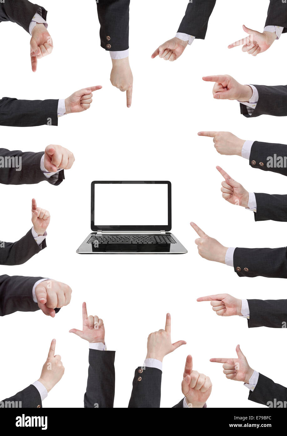 set of businessman hand gesture with forefinger isolated on white ...