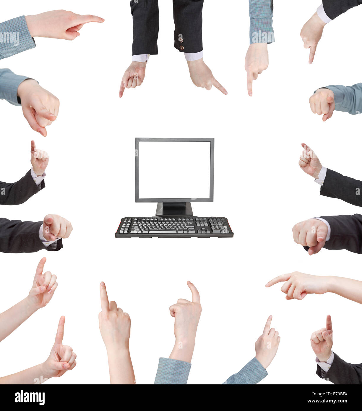 set of pressing forefinger - hand gesture isolated on white background ...