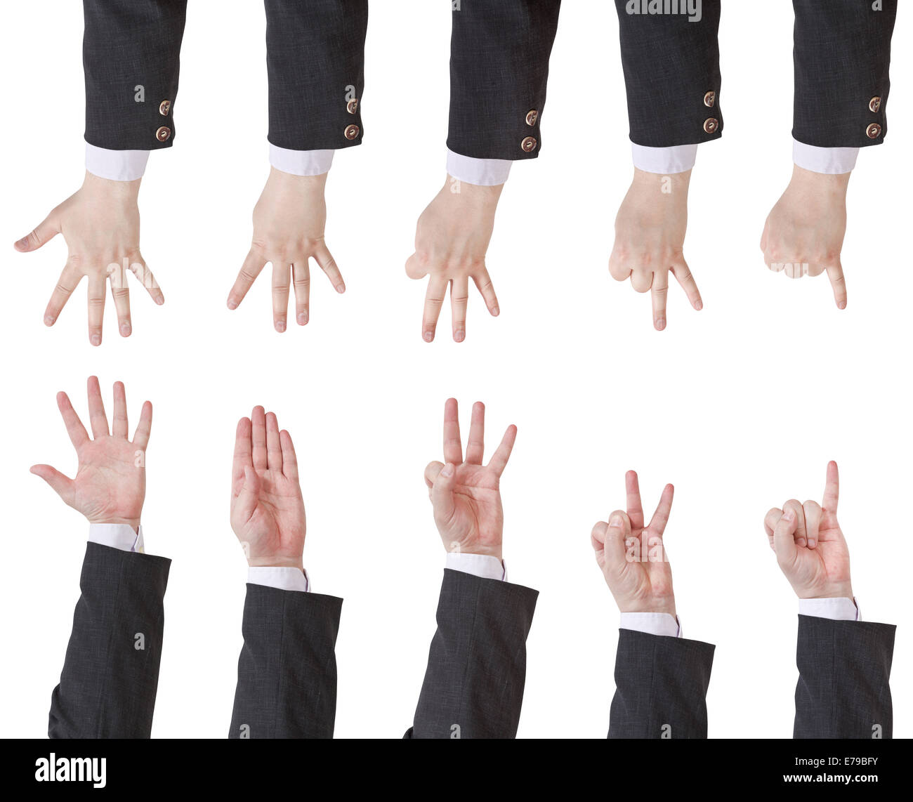 set of counting businessman hand gesture isolated on white background ...
