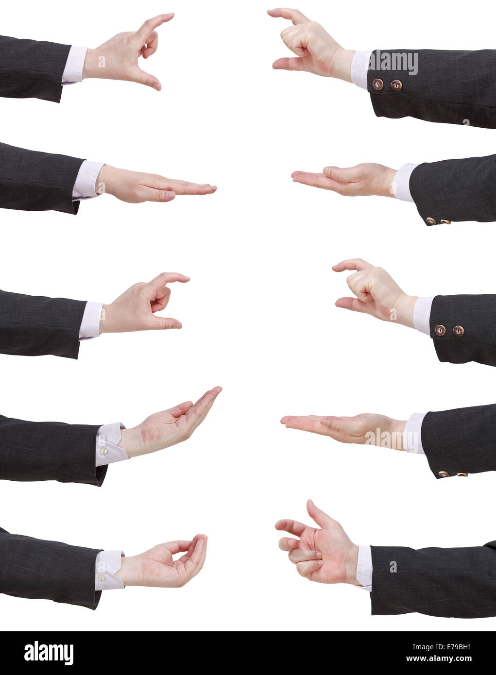 set of businessman hands showing sizes - hand gesture isolated on white ...