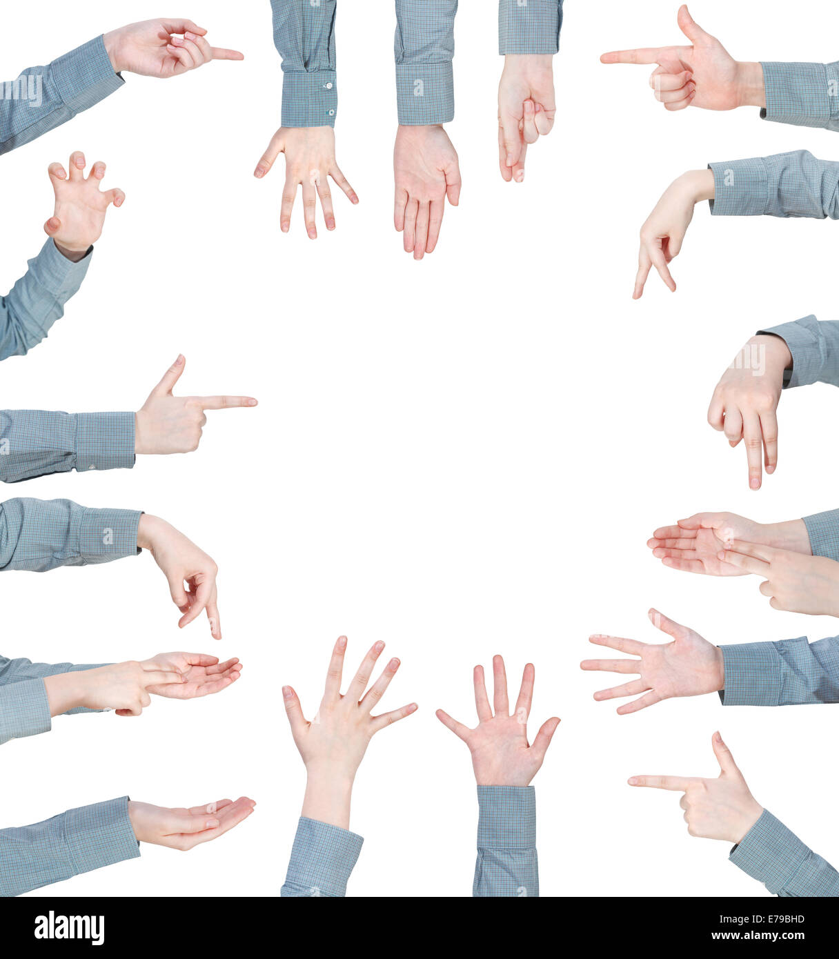 set of female hand gesture isolated on white background Stock Photo - Alamy