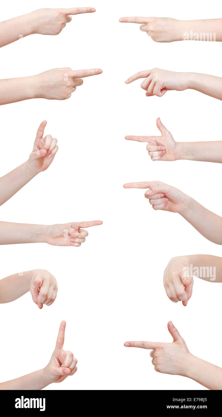 set of hand gesture with forefinger isolated on white background Stock ...