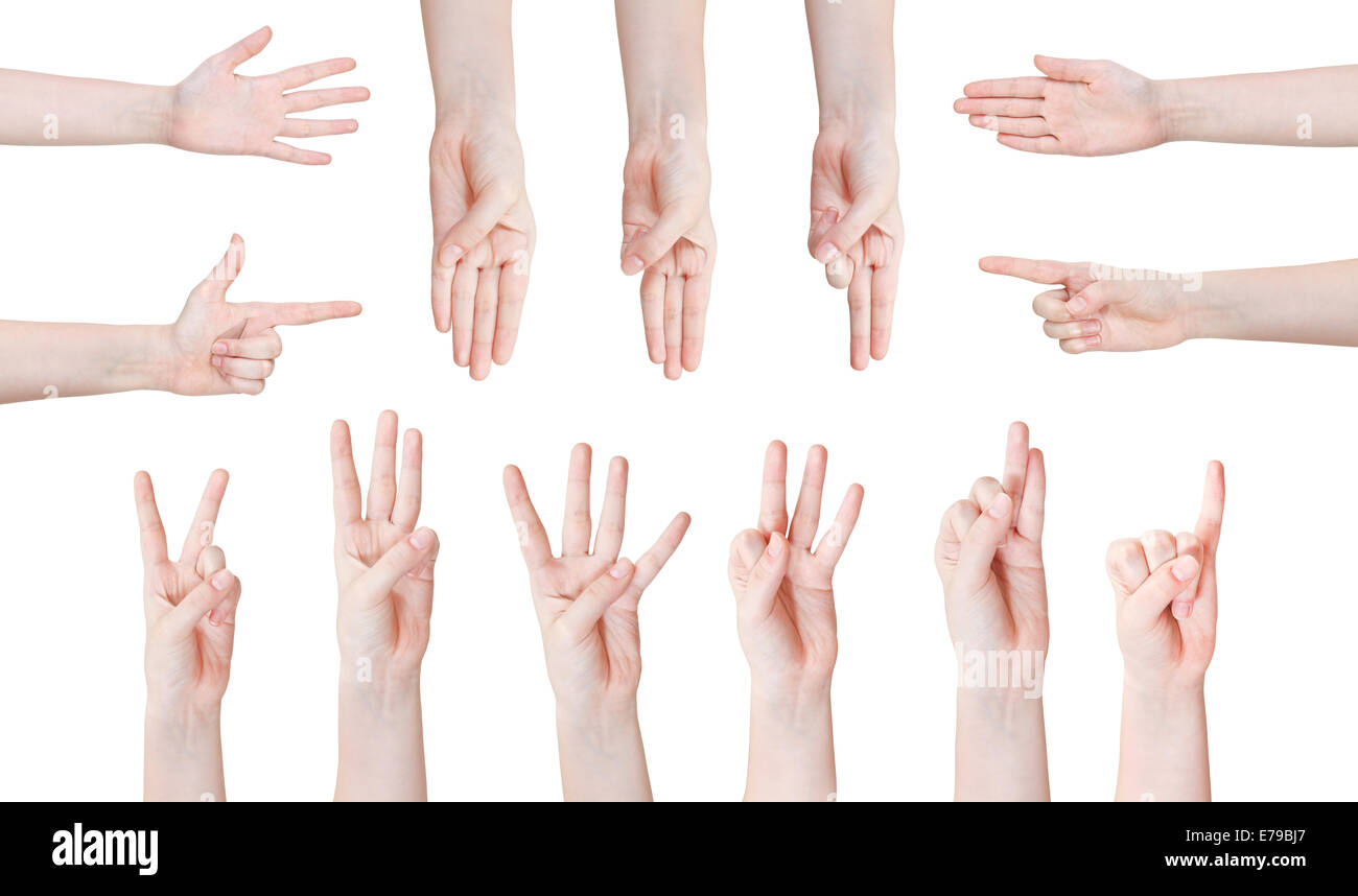 set of scoring hand gesture isolated on white background Stock Photo ...
