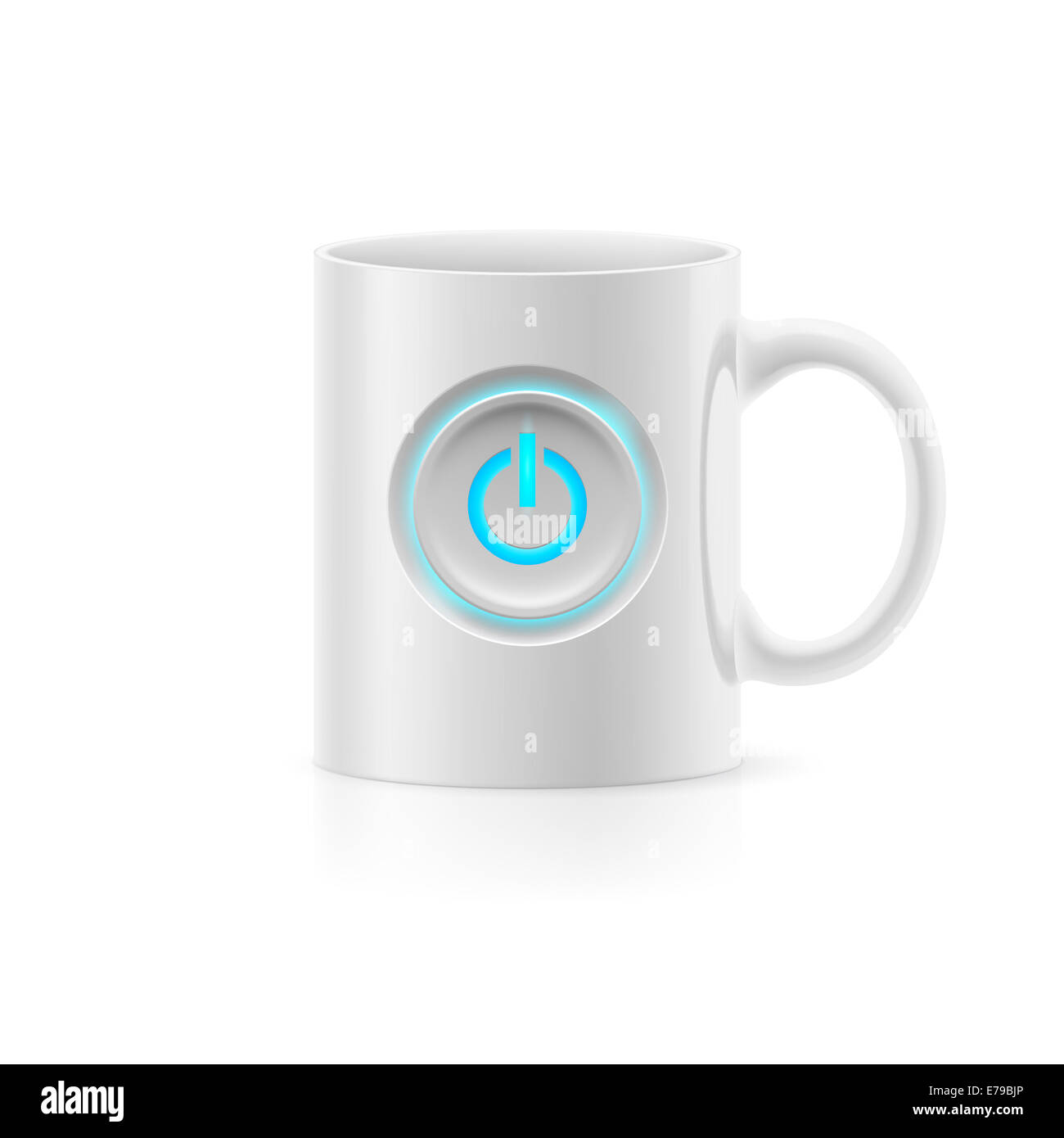 White cup with picture switch on white background Stock Photo - Alamy