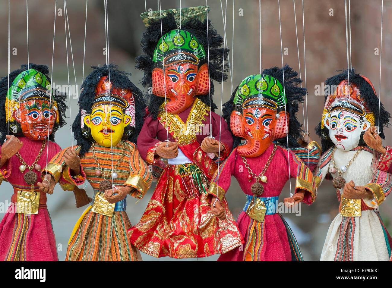 Ganesh puppets on sale at a market stall, Kathmandu, Nepal Stock Photo ...