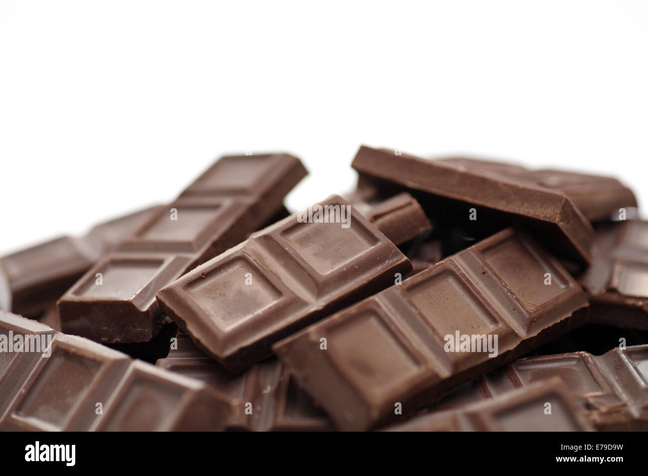 Pieces of chocolate. Close-up Stock Photo - Alamy