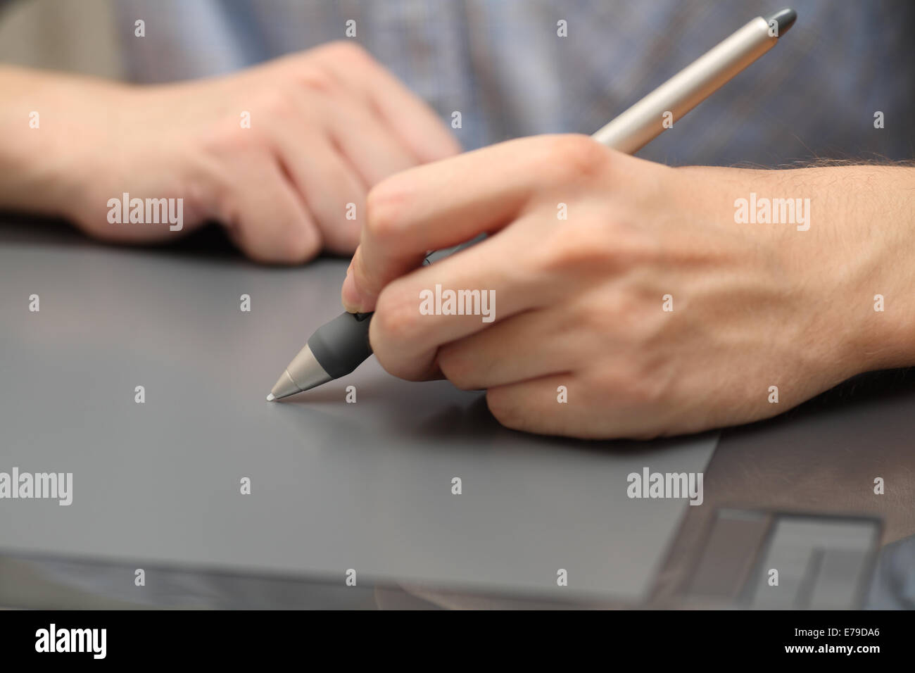 Designer at work. Using a pen tablet. Close-up Stock Photo - Alamy