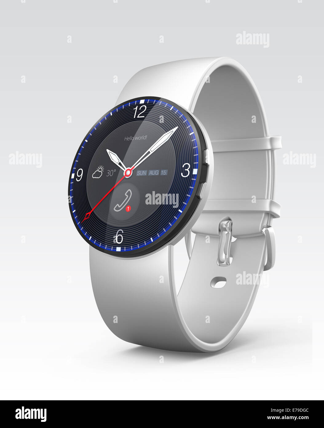 Silver smart watch with analogue dial display Stock Photo - Alamy