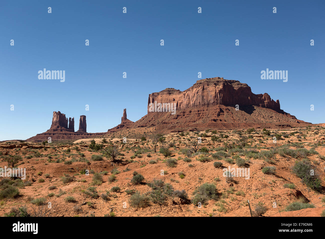 mesa and needles created by wind erosion in Monument Valley Utah Stock ...