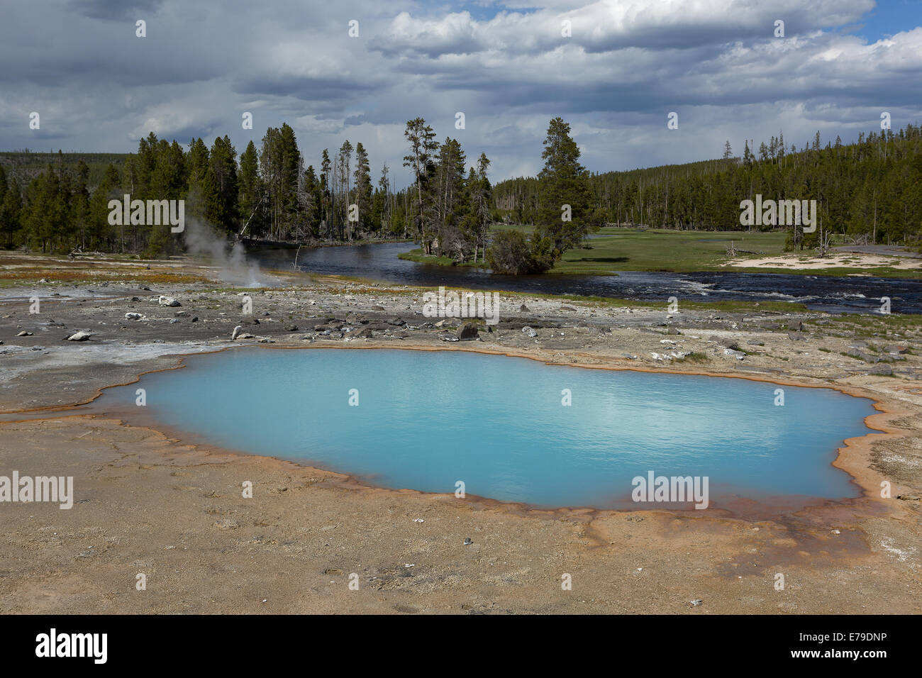 blue color water natural hot spring pool in Yellowstone Stock Photo - Alamy