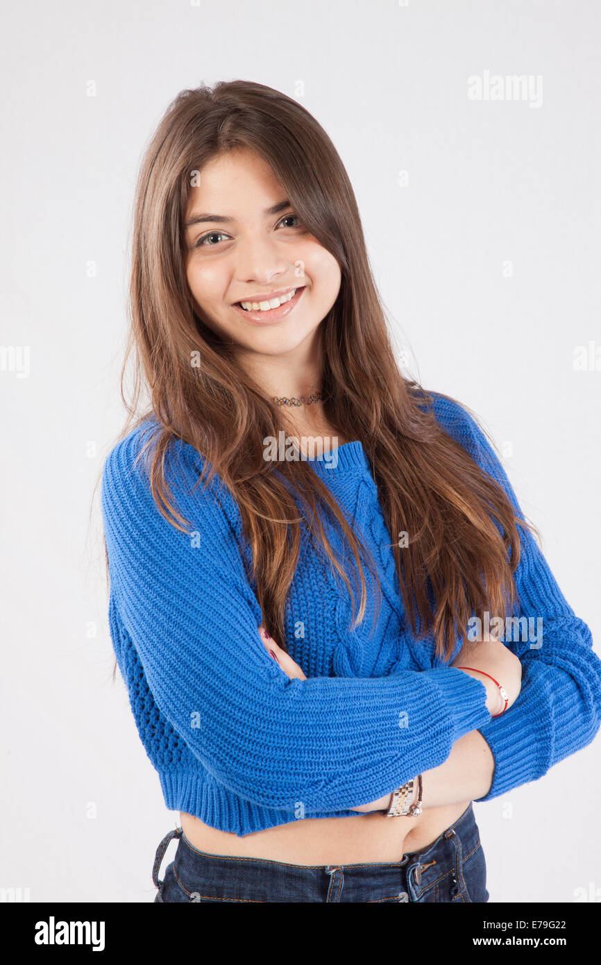 Woman joy beautiful crossed arms hi-res stock photography and images - Alamy