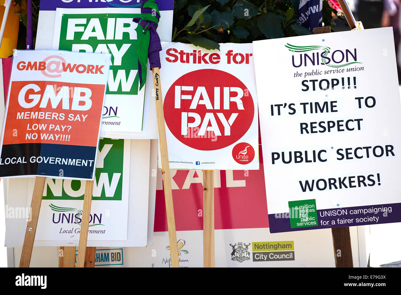Protest boards for Unison and the GMB Stock Photo - Alamy