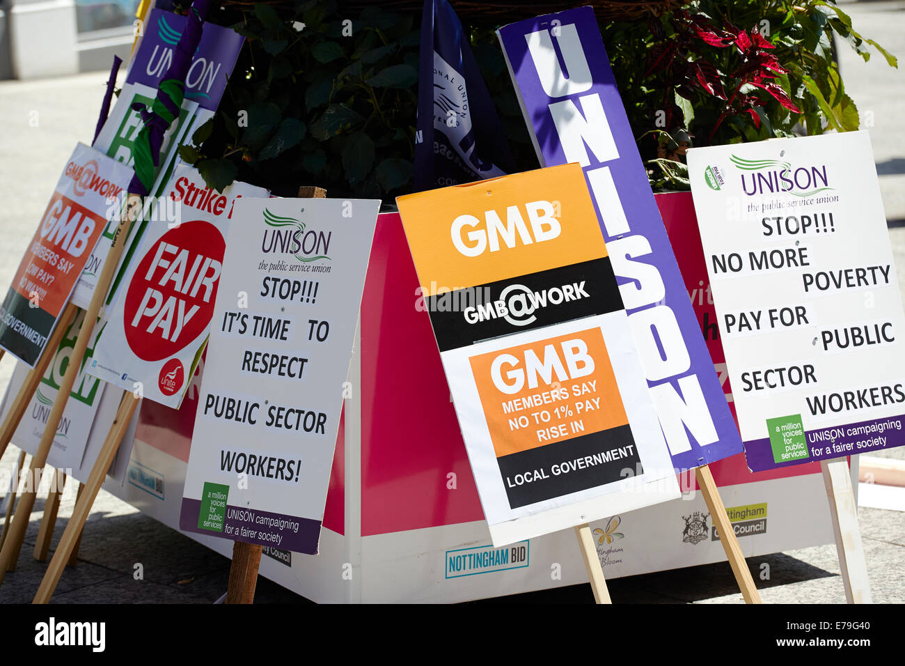 Protest boards for Unison and the GMB Stock Photo - Alamy