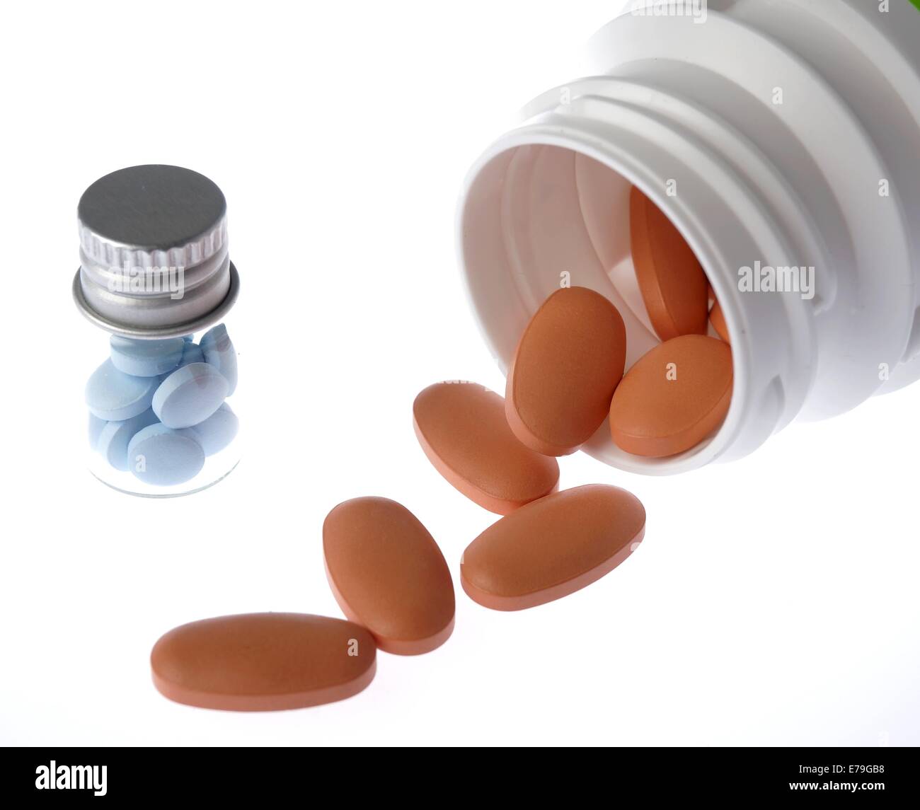 two kind of Medicine in bottle on white background Stock Photo - Alamy