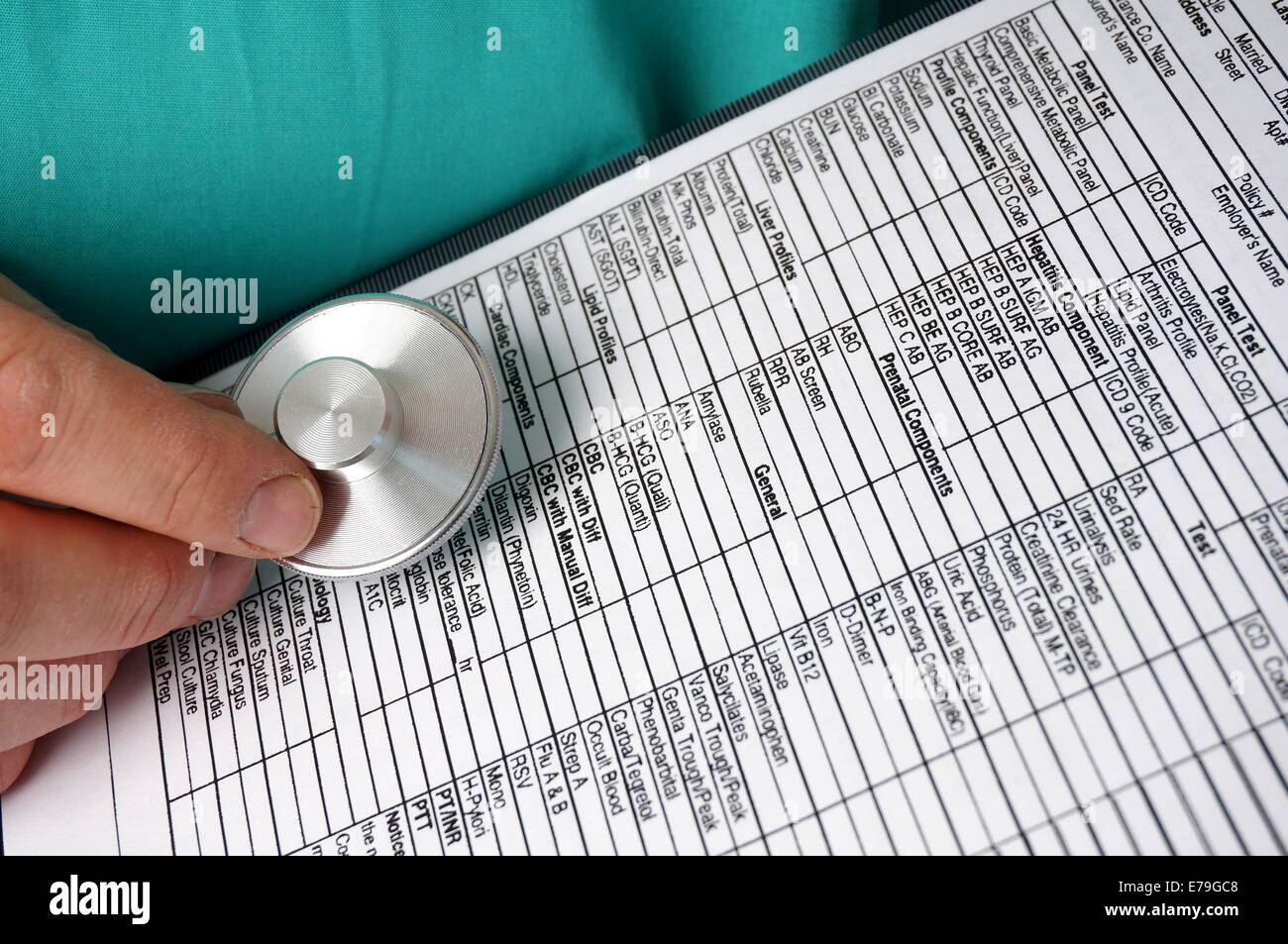 Doctor, hospital staff with medical chart and stethoscope Stock Photo ...