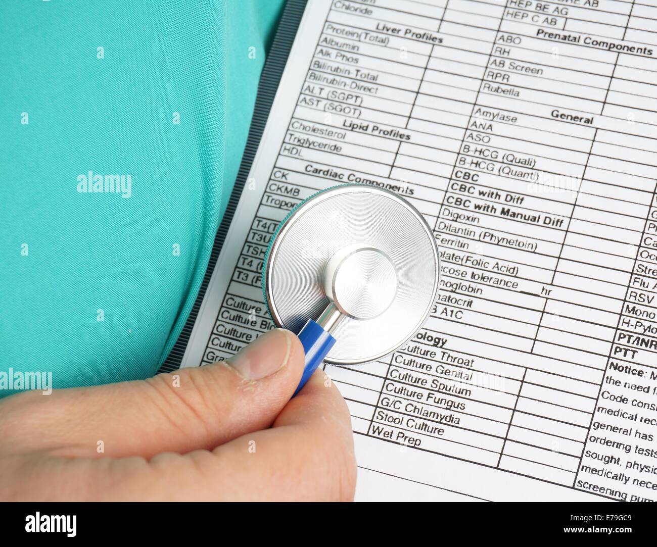 Doctor, hospital staff with medical chart and stethoscope Stock Photo ...