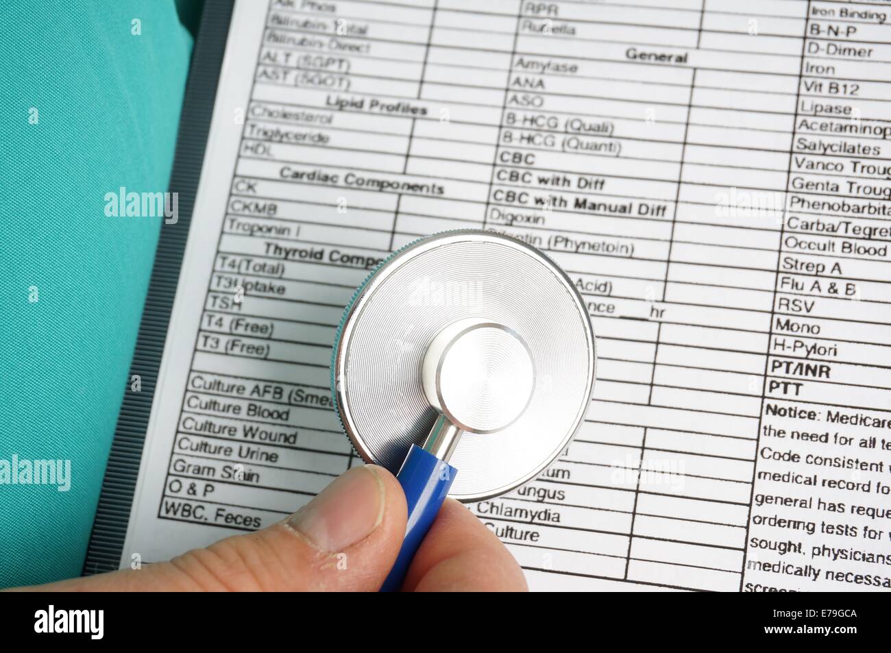Doctor, hospital staff with medical chart and stethoscope Stock Photo ...