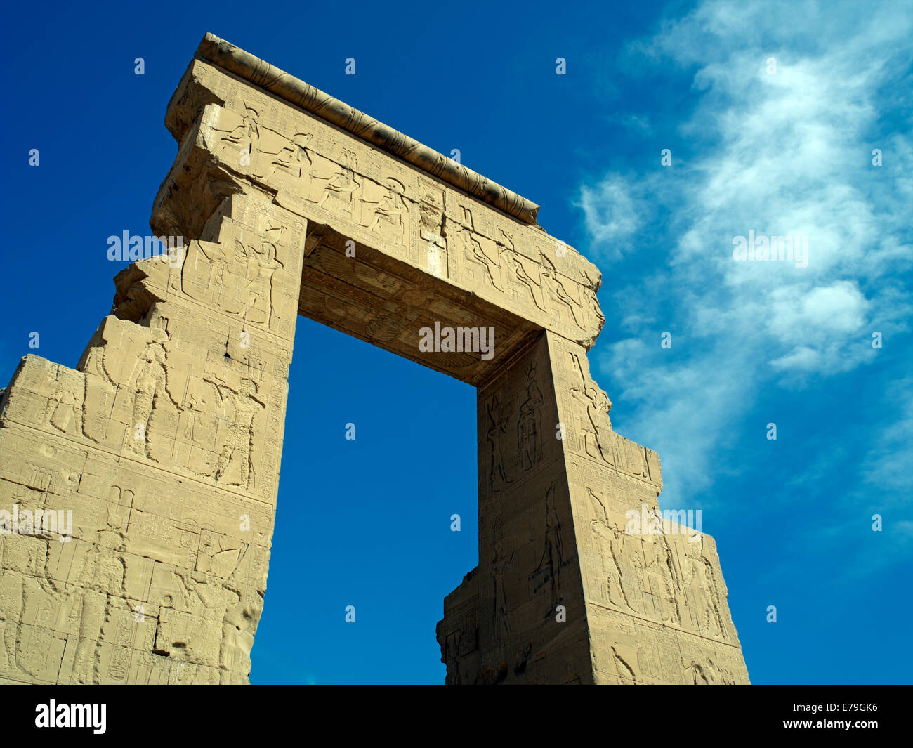 The gateway to Hathors Temple at Dendara Stock Photo - Alamy