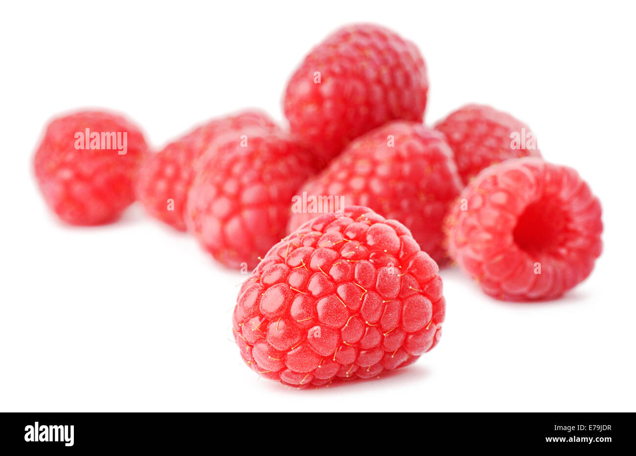 Raspberries on white background, selective focus Stock Photo - Alamy