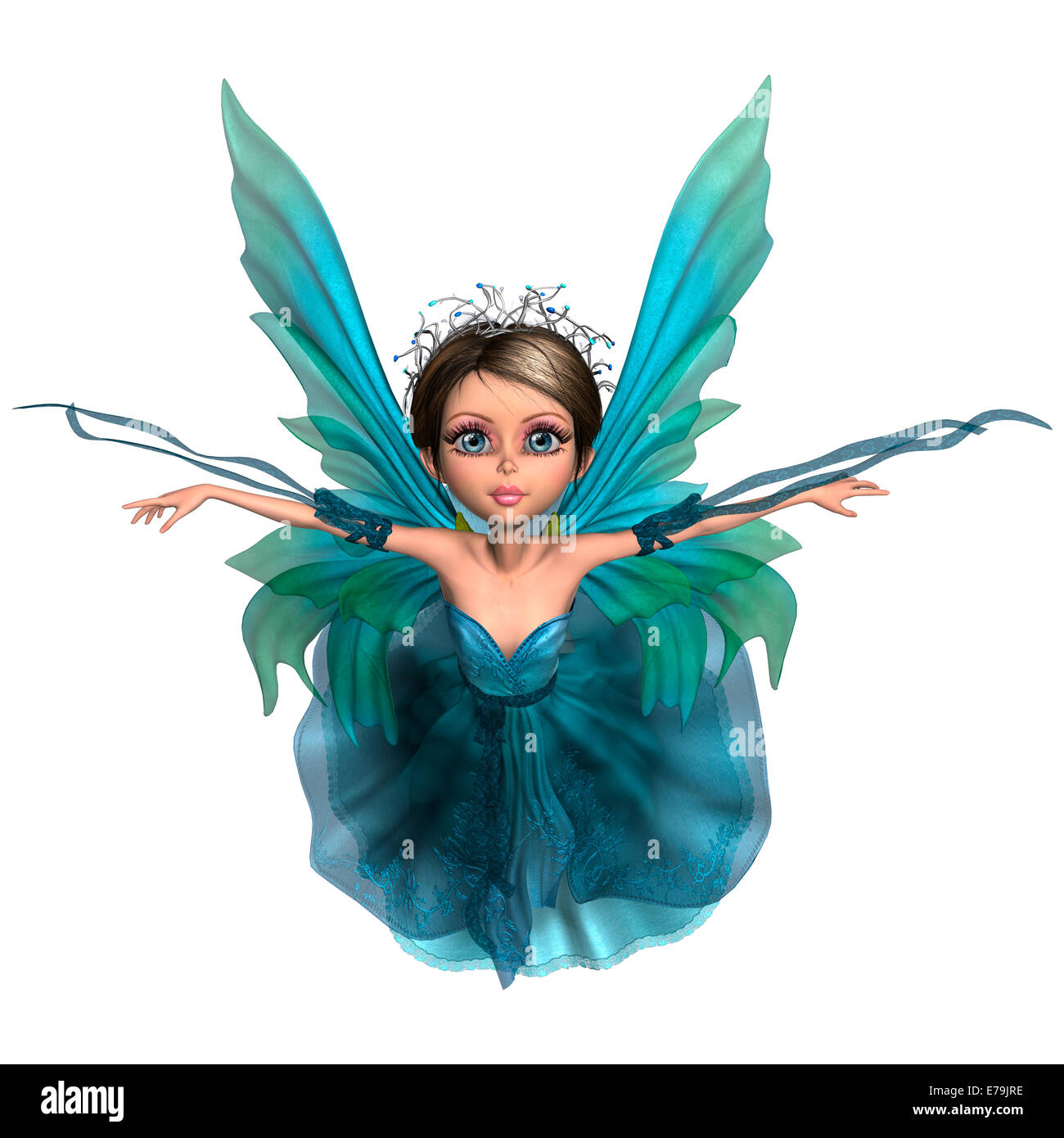 3D digital render of a beautiful flying fairy isolated on white ...
