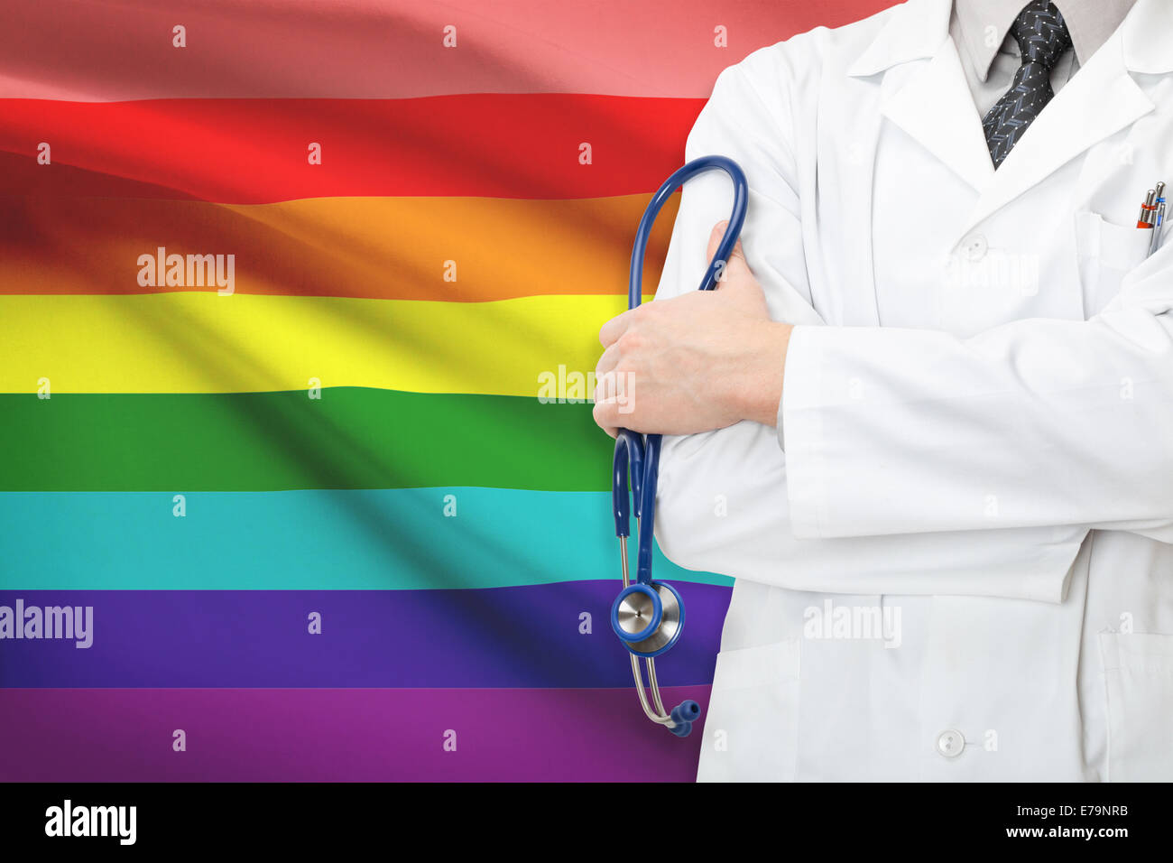 Concept of national healthcare system - Rainbow flag - LGBT flag Stock ...