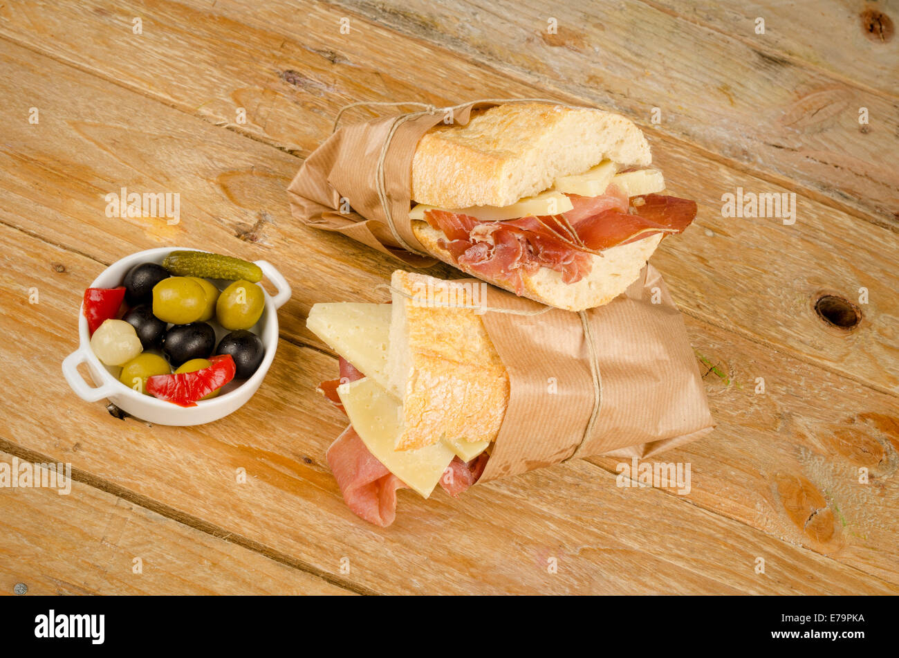 Traditional Spanish sub together with a pickles tapa Stock Photo - Alamy