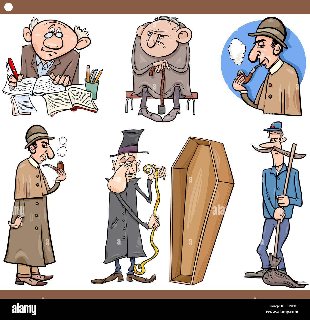 Cartoon Illustration Set of Retro People Characters Stock Photo - Alamy
