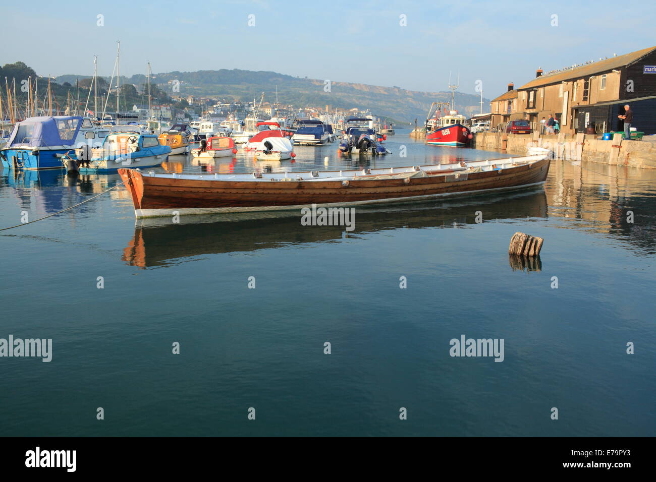Late summer evening, Lyme Regis harbour, Dorset, England, UK Stock ...