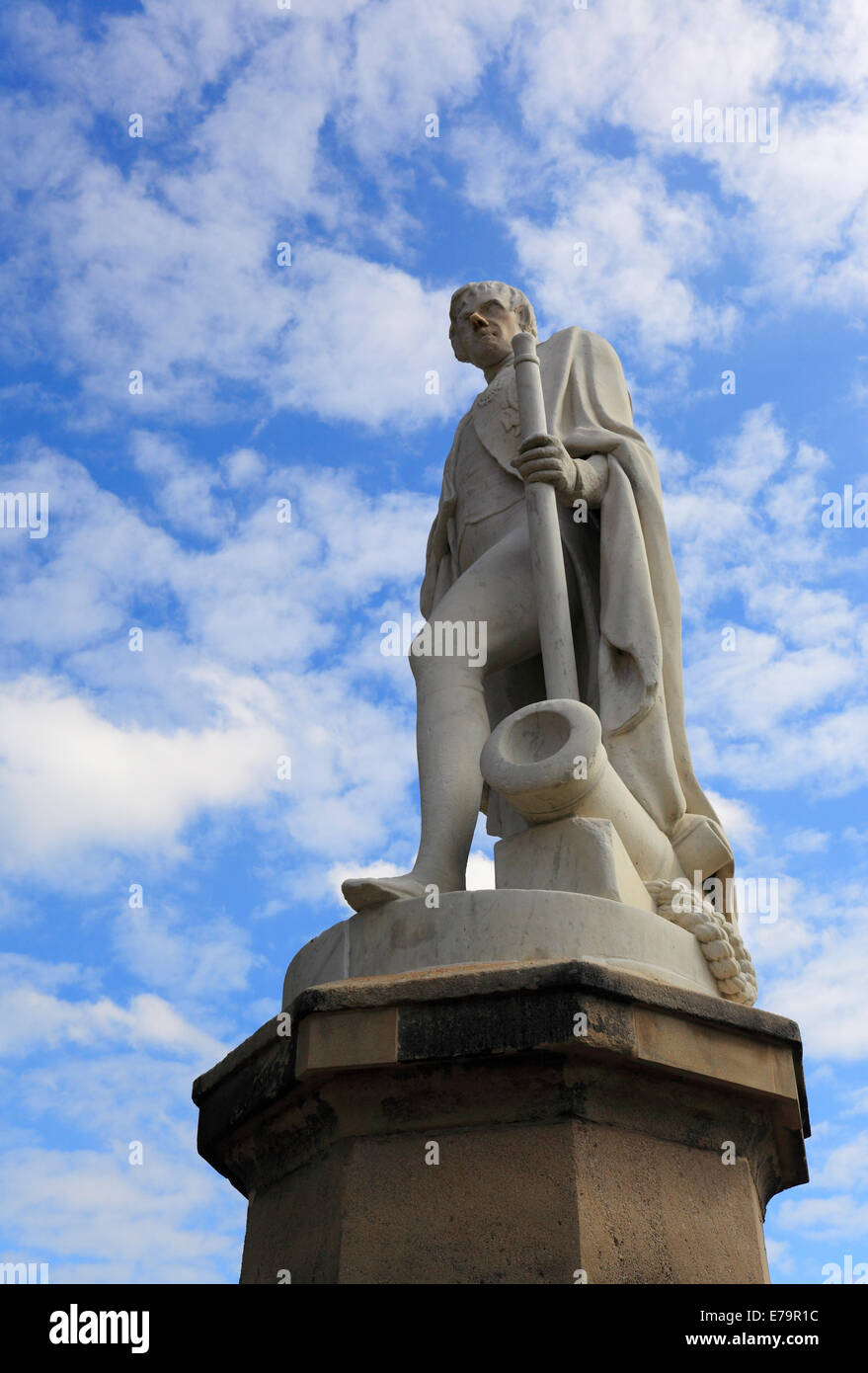 Statue of Nelson in the grounds of Norwich Cathedral, Norfolk, England ...