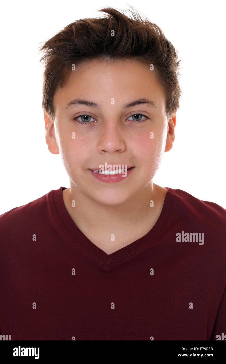 Portrait of a young smiling boy, isolated on a white background Stock ...