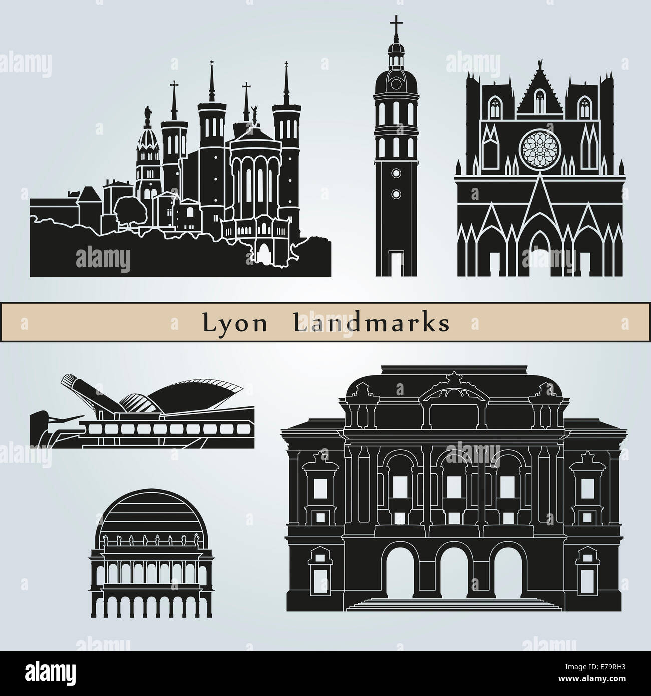 Lyon landmarks and monuments Stock Photo - Alamy