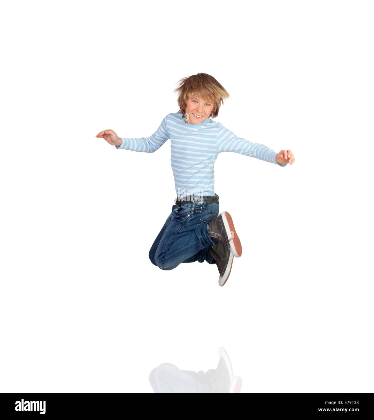 Adorable child jumping isolated on a white background Stock Photo - Alamy