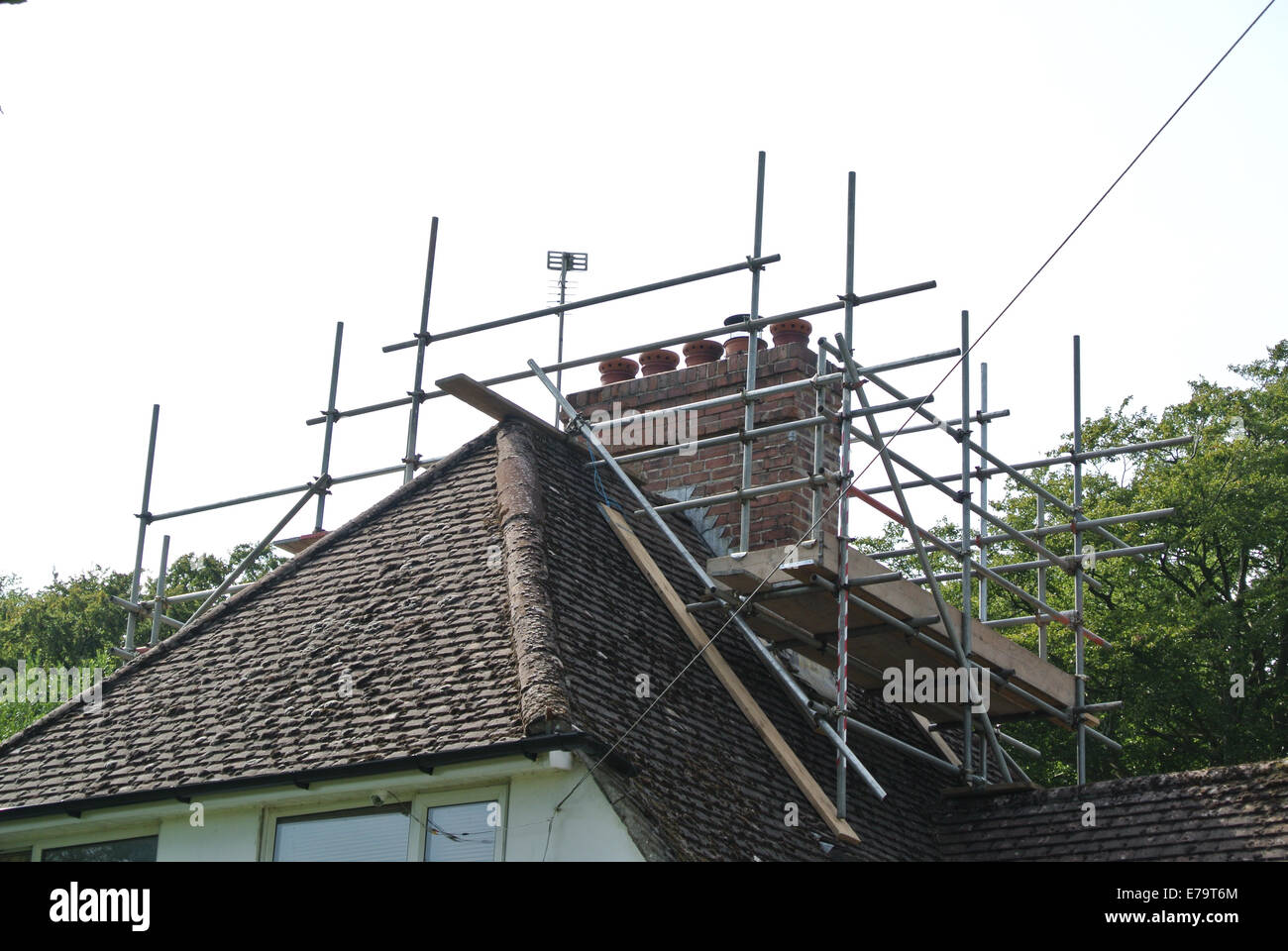 Scaffolding on a chimney Stock Photo - Alamy